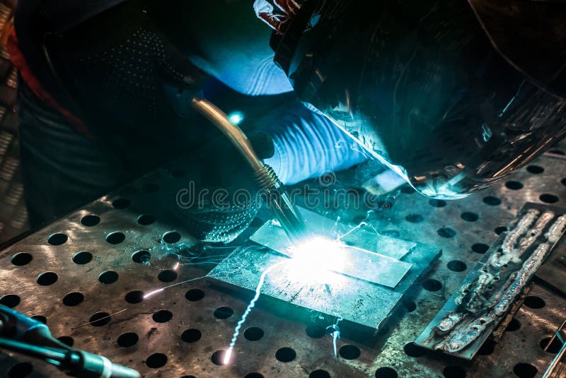 Welding process close up stock photo. Image of making - 79885444