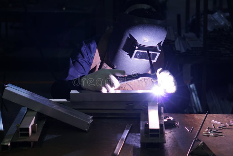 Welding Process on the Items with Sparking Light 1 Stock Image - Image ...
