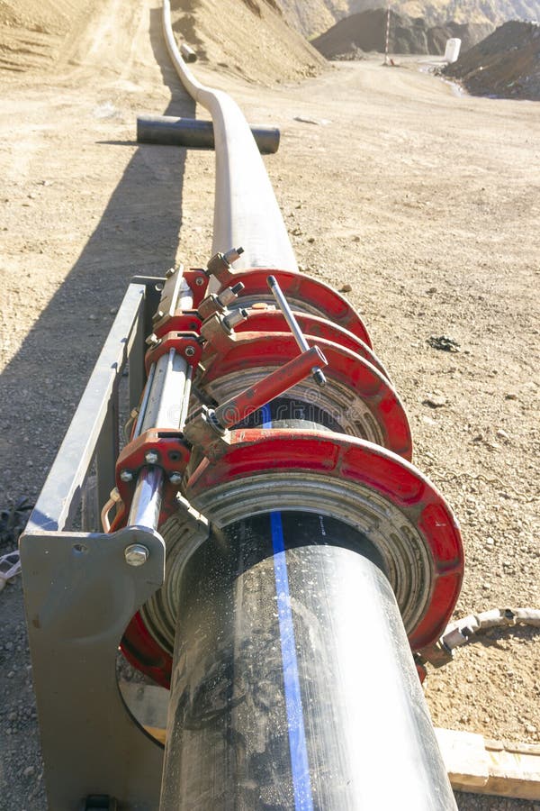 Welding Process of Polyethylene Pipes. the Welding Machines Used To ...