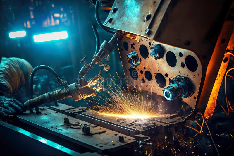 Welding Process of Processing of Metal Parts on Factory Machine Stock ...