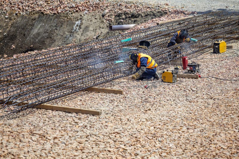 Reinforcement Cages for a Foundation Piles Stock Photo - Image of ...