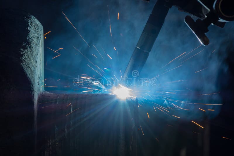 Welding Repair Shaft by Automatic Weld Process Stock Image - Image of ...
