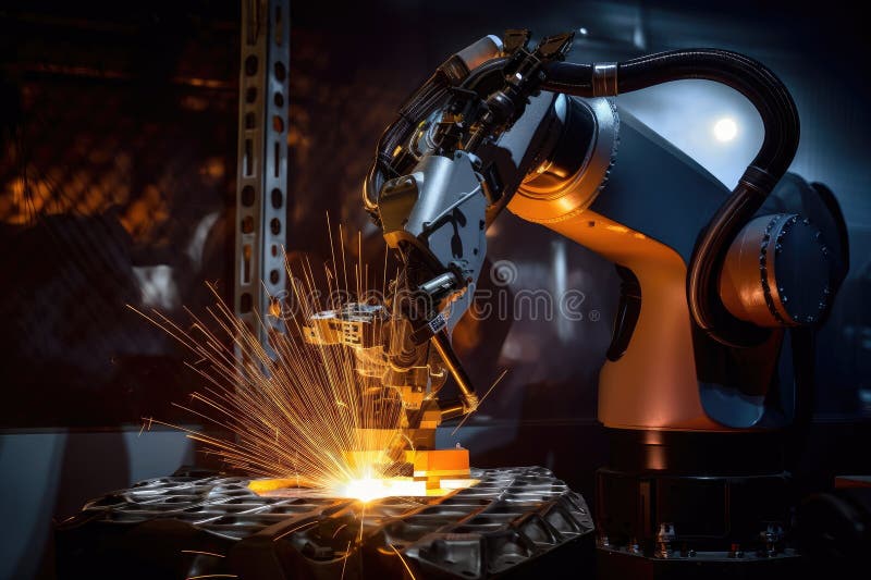 Welding Robot Performing Precise Weld on Intricate Metalwork Stock ...