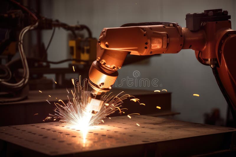 Welding Robot Performing Precise Weld on Intricate Metalwork Stock ...