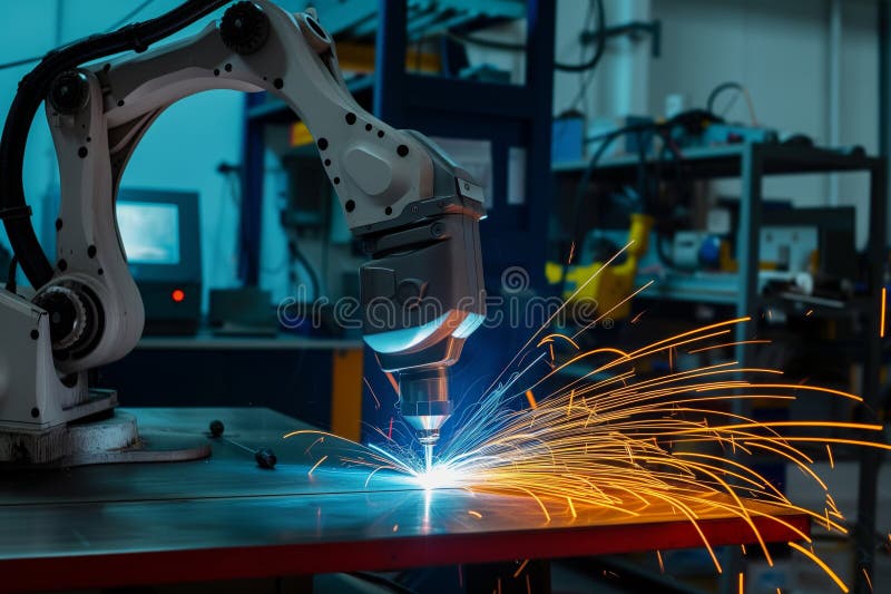 Welding Robot with a Precision Laser in a Tech Lab Stock Image - Image ...