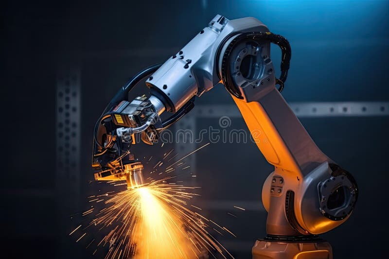 Welding Robot with Welding Torch, Working on Precise and Complex Metal ...