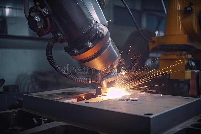 Welding Robot with Welding Torch, Working on Precise and Complex Metal ...