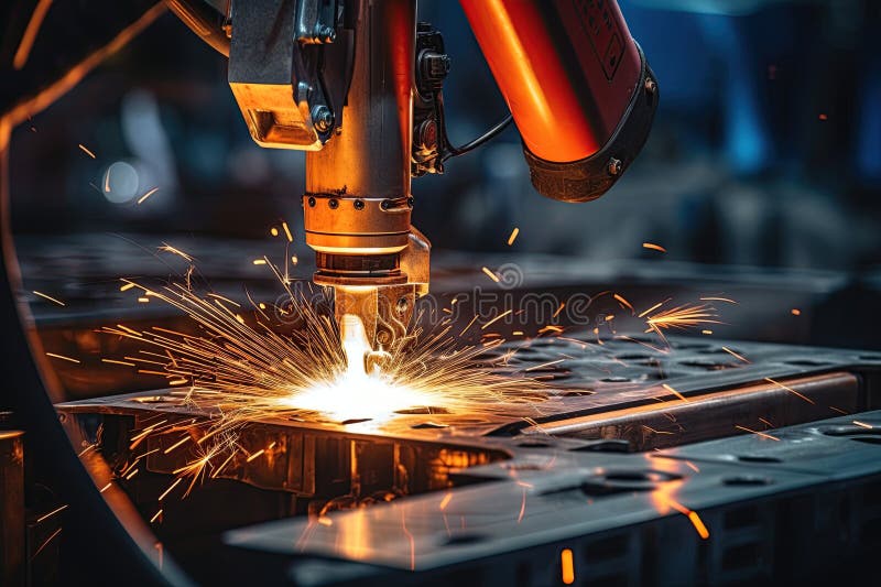 Welding Robot in Work. Artificial Intelligence and Future Machinery ...