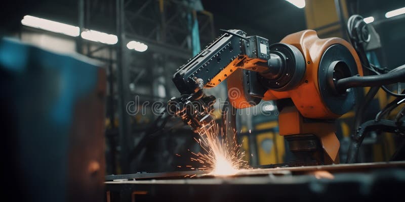 A Welding Robot Working on a Metal Frame Hyper-realistic Created with ...