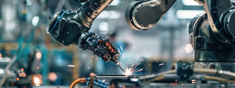 Welding Robotic Arm. Automation in Industry. Development of Artificial ...