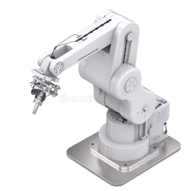 Welding Robotic Arm Isolated on White Stock Photo - Image of cyborg ...