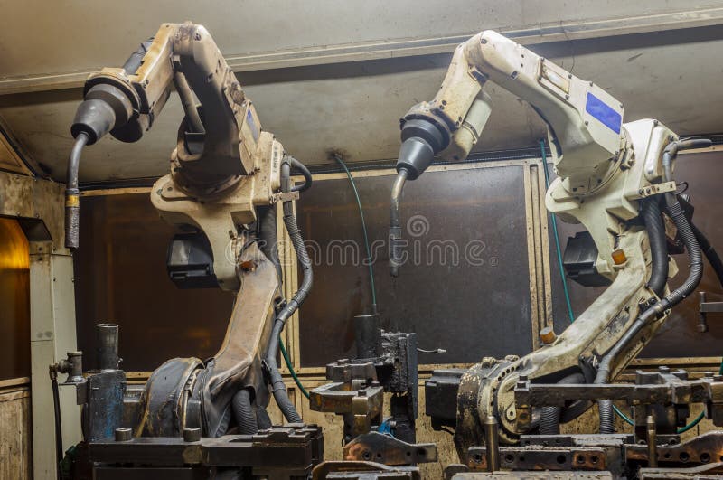 Welding Robots Machine in a Car Factory, Stock Image - Image of ...