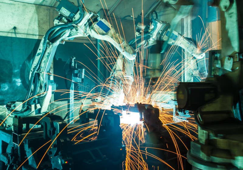 Welding robots stock image. Image of automobile, modern - 61946209