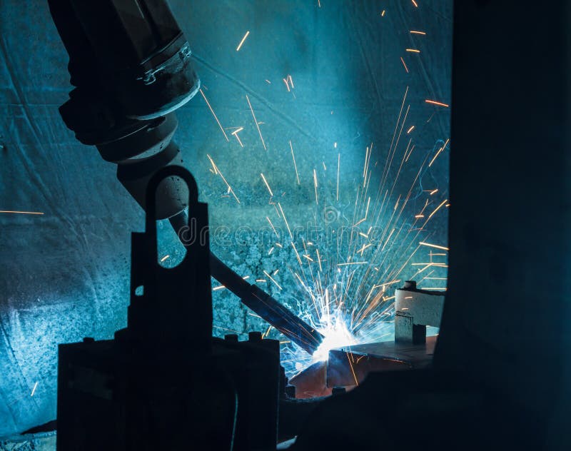 Welding robots movement stock image. Image of automotive - 94546343