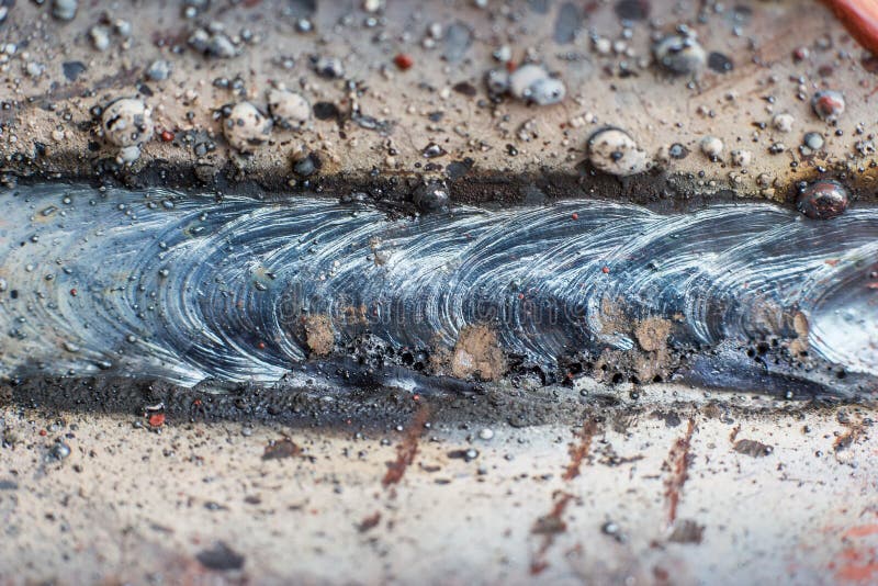 Welding Seam on Metal Close at Construction Stock Image - Image of seam ...