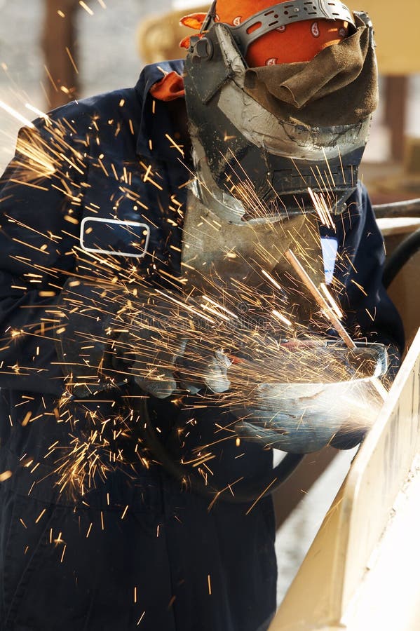 Welding spark stock photo. Image of safety, work, manufacture - 5975898