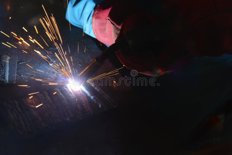 The Welding Spark Light in Close-up Scene Stock Image - Image of ...