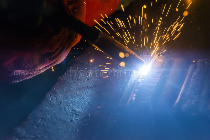 The Welding Spark Light in Close-up Scene Stock Photo - Image of iron ...