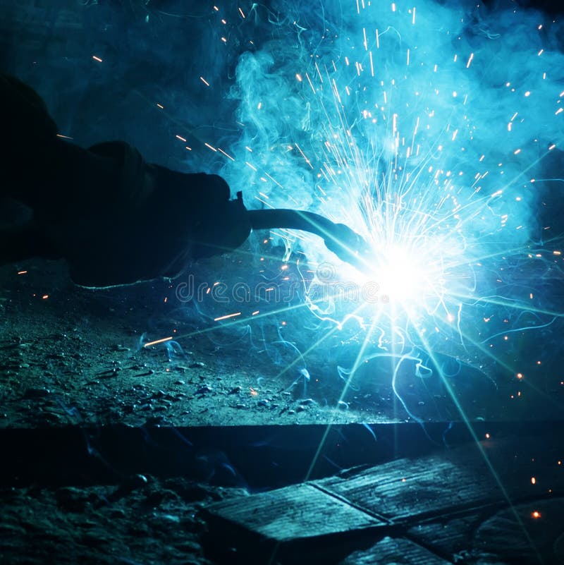 Welding with sparks stock photo. Image of industrial - 43763876