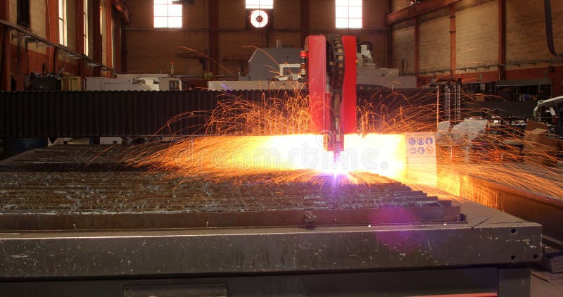 Welding with Sparks in the Factory. Stock Image - Image of close ...