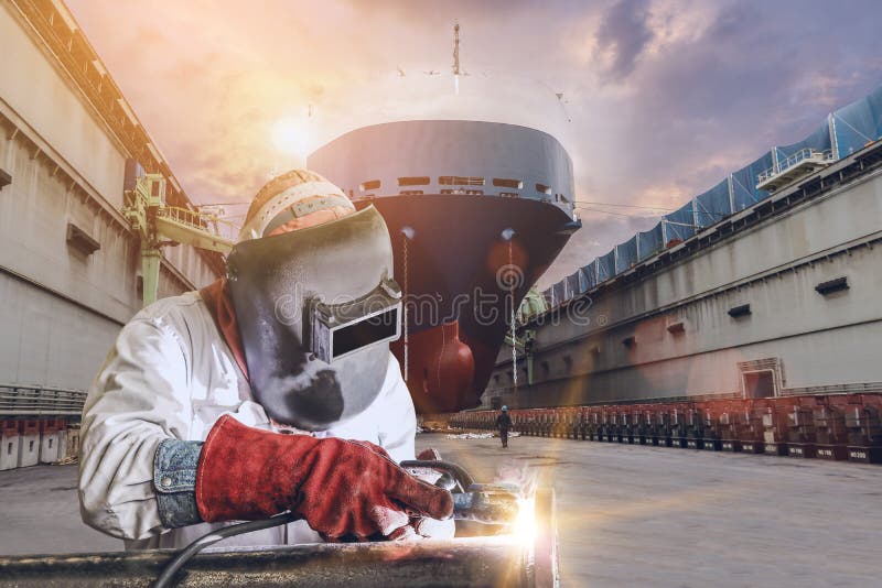 Welding ship repair editorial photography. Image of construction ...