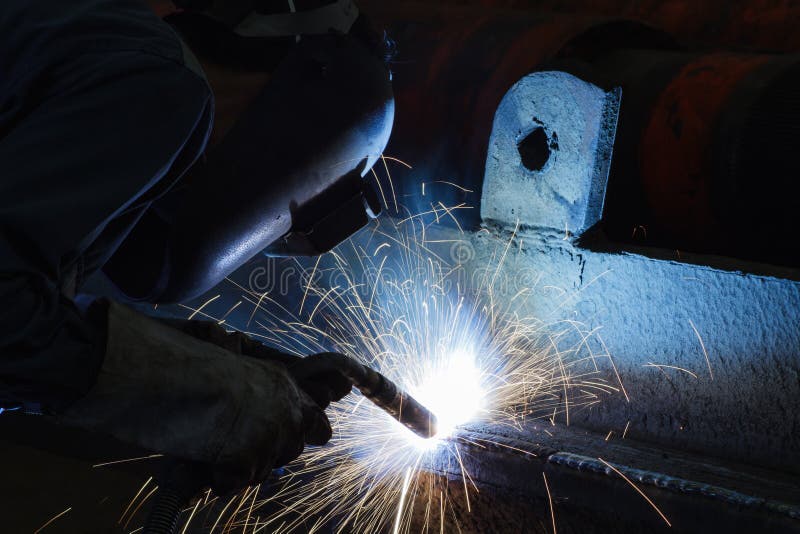 Welding Steel Structure in Workshop Stock Image - Image of fabricate ...