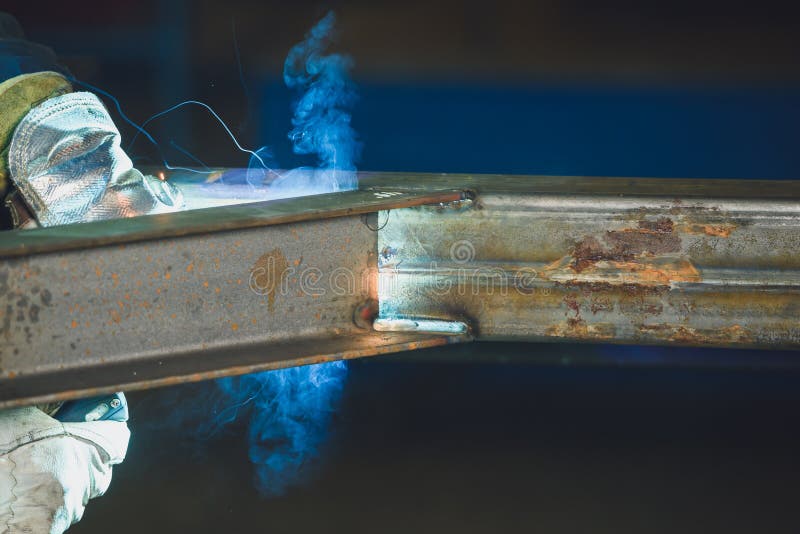 Welding steel structures stock photo. Image of grinder - 66249816