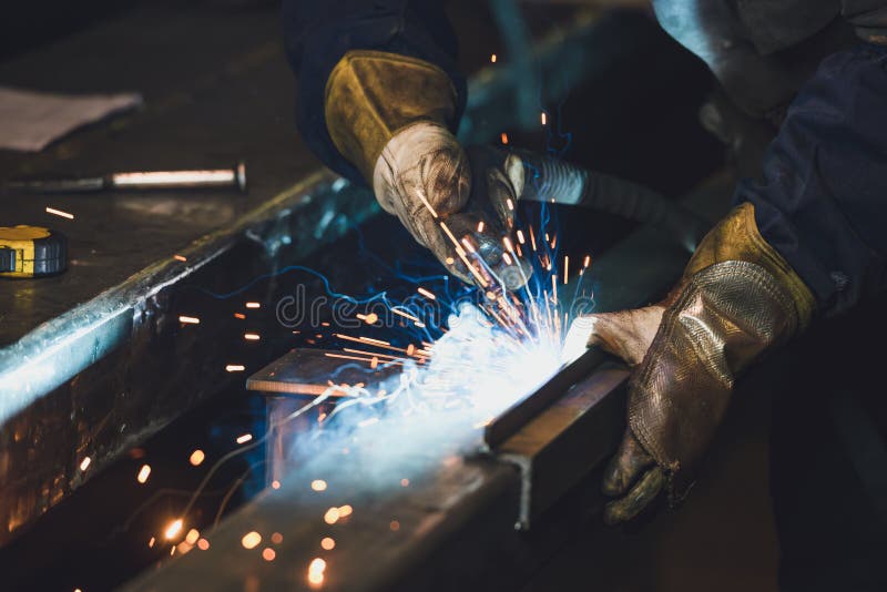 Welding steel structures stock image. Image of mask, safety - 66249595