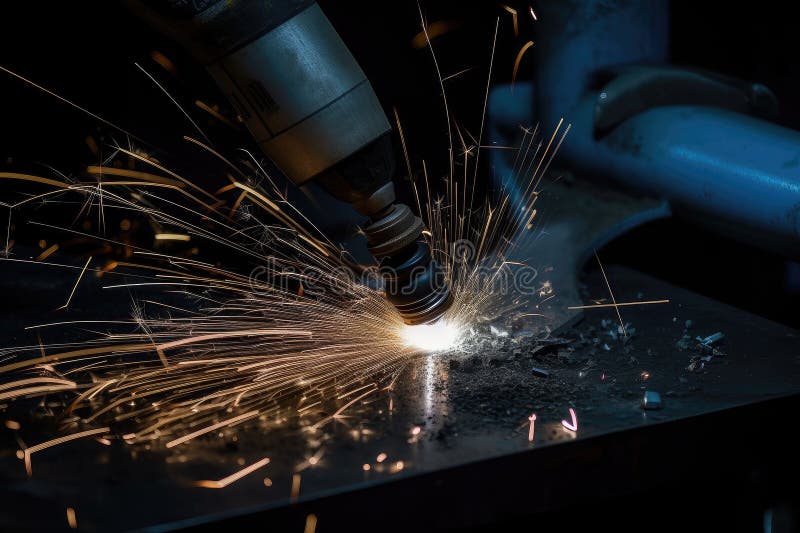 Welding Torch through Metal Plate, with Sparks Flying Stock Photo ...