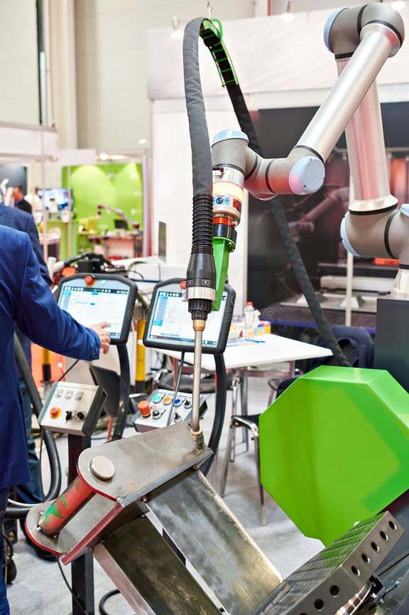 Welding Torch of Robotic Manipulator with Control Panel Stock Image ...