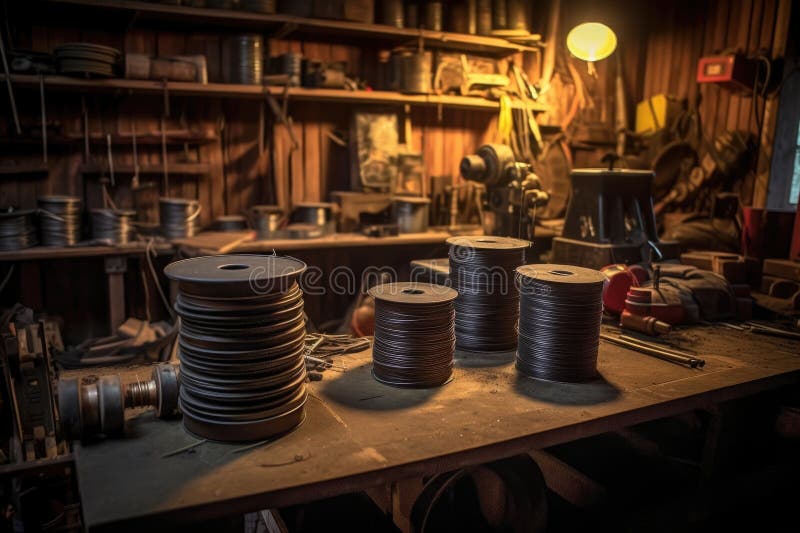 Welding Wire Spool and Equipment in Workshop Stock Photo - Image of ...