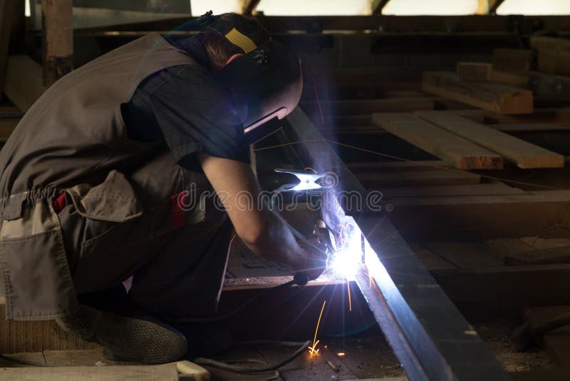 Welding work close up stock image. Image of steel, labor - 193025089