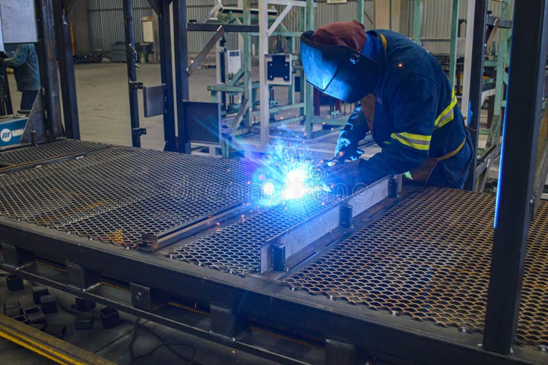Welding Technician Performs Work on Structure Stock Photo - Image of ...