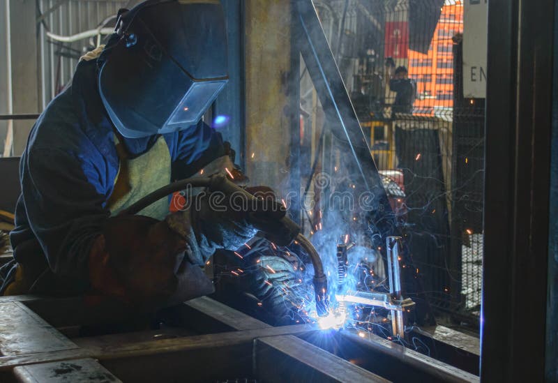 Welding Technician Performs Work on Structure Stock Photo - Image of ...