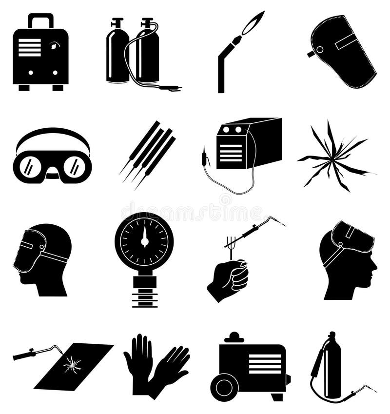 Set icons of welding stock vector. Illustration of accessories - 41798365
