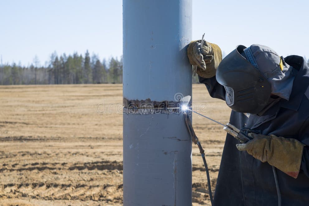 Welding Work for Pile of Building Stock Image - Image of safety, pile ...