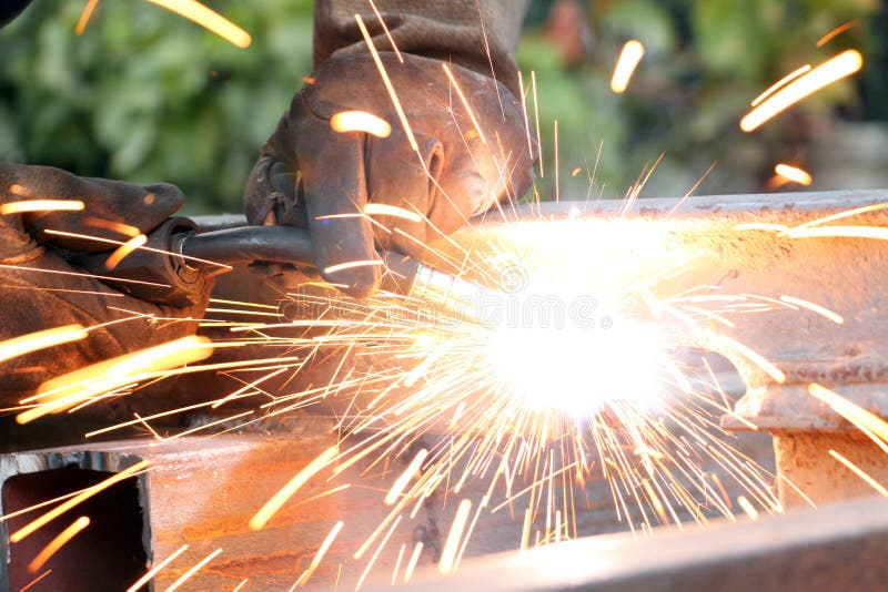 Welding Work.sparks and Smoke of a Welding Work Stock Photo - Image of ...