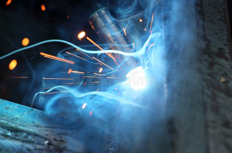Welding Work.sparks and Smoke of a Welding Work Stock Photo - Image of ...
