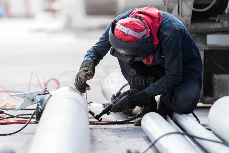 Welding Work for Steel Pipe Editorial Photo - Image of horizontal ...