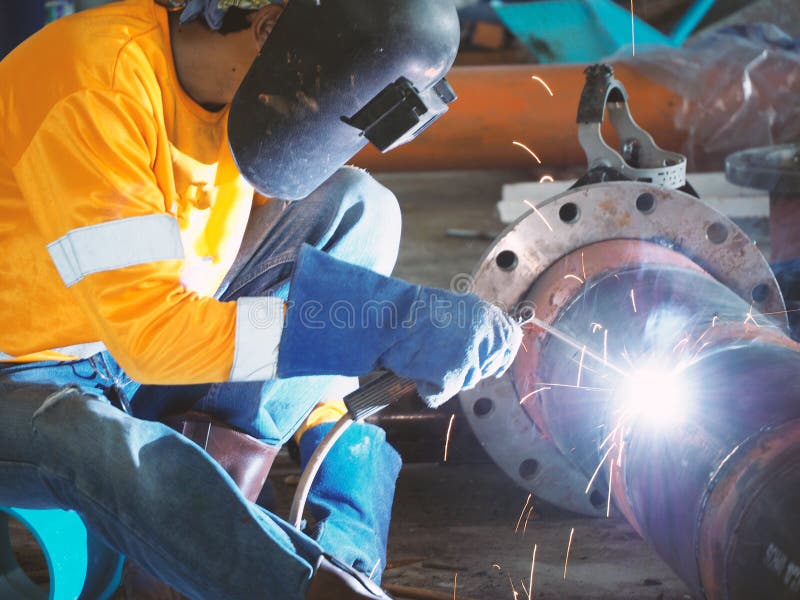 Welding Work, Worker with Protective Welding Stock Photo - Image of ...