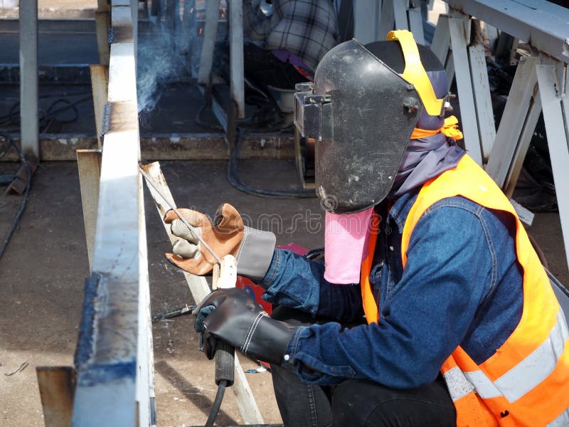 Welding Work, Worker with Protective Welding Stock Photo - Image of ...