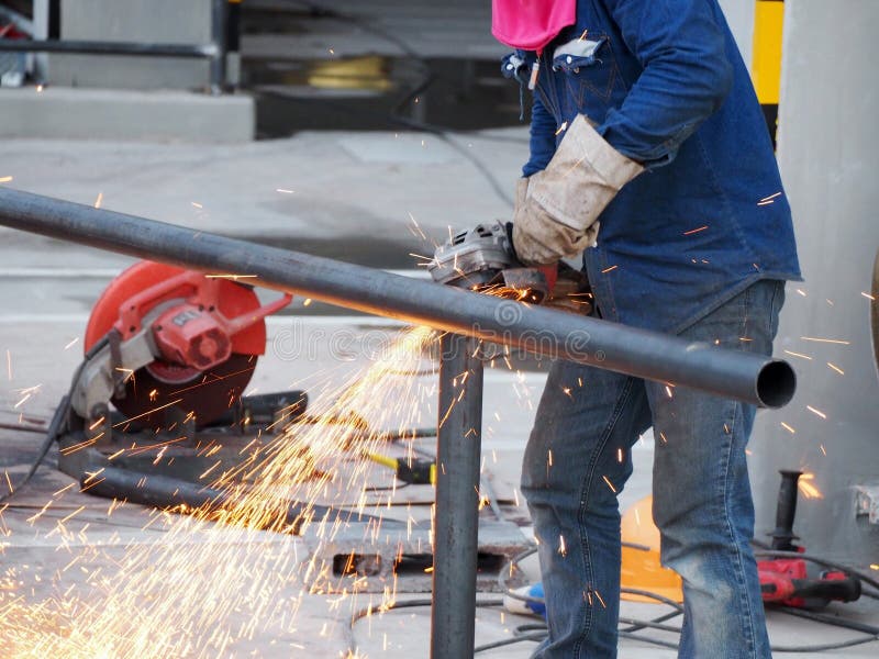 Welding Work, Worker with Protective Welding Stock Photo - Image of ...