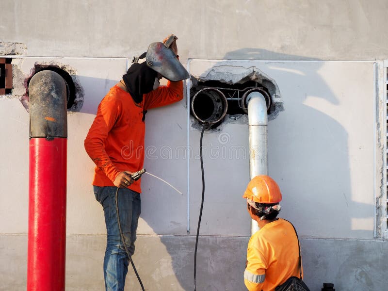 Welding Work, Worker with Protective Welding Stock Photo - Image of ...
