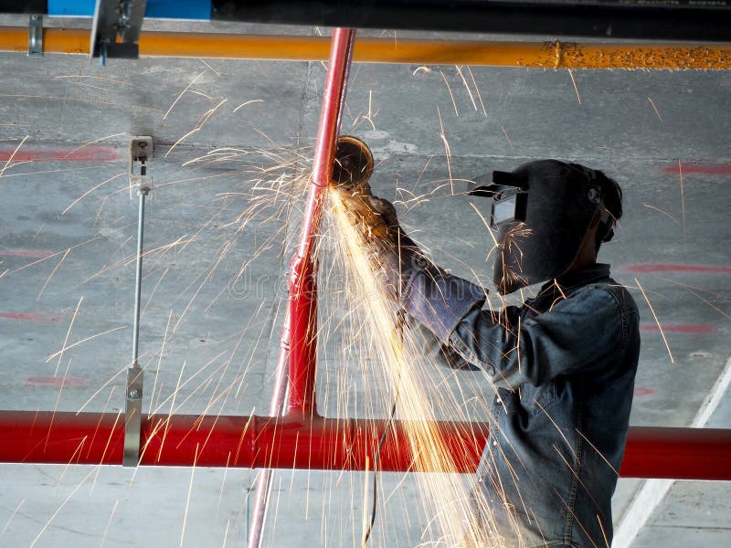 Welding Work, Worker with Protective Welding Stock Photo - Image of ...