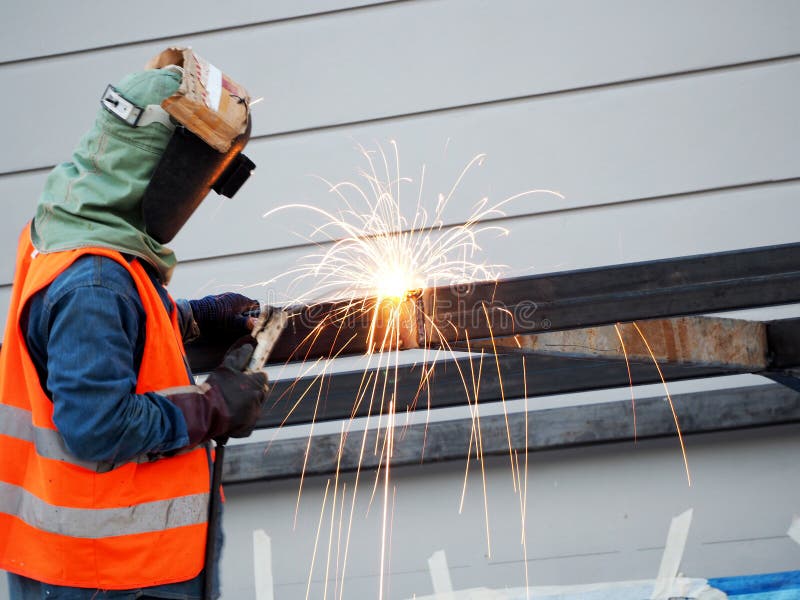 Welding Work ,worker with Protective Welding Metal Stock Image - Image ...