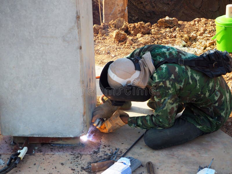 Welding Work, Worker with Protective Welding Stock Photo - Image of ...