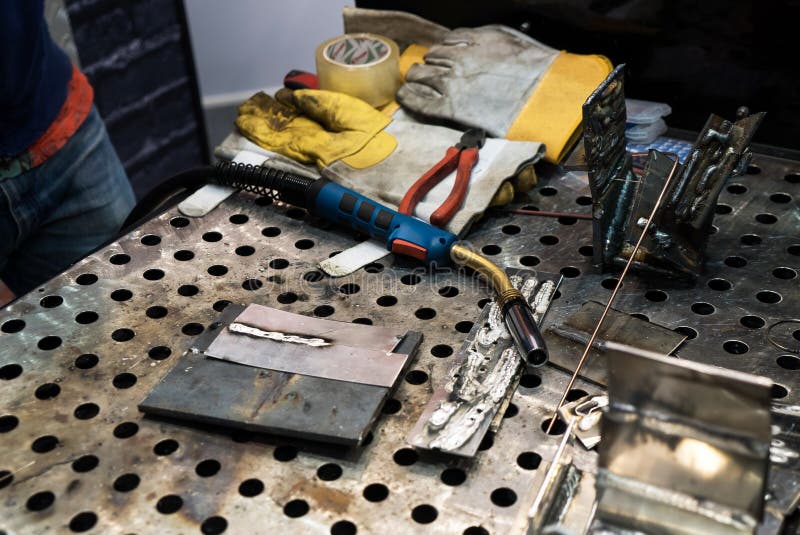 Welding working place stock image. Image of technology - 80329387