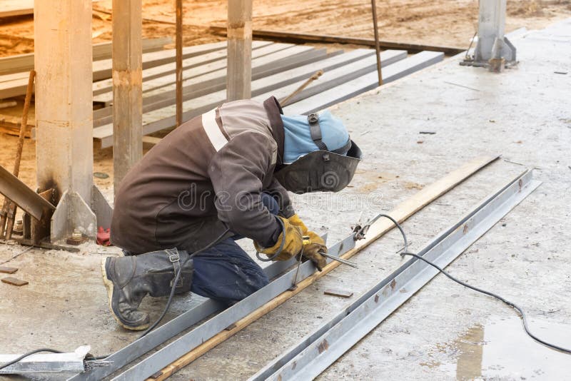 Welding Works.the Work of a Welder in the Construction of Buildings and ...