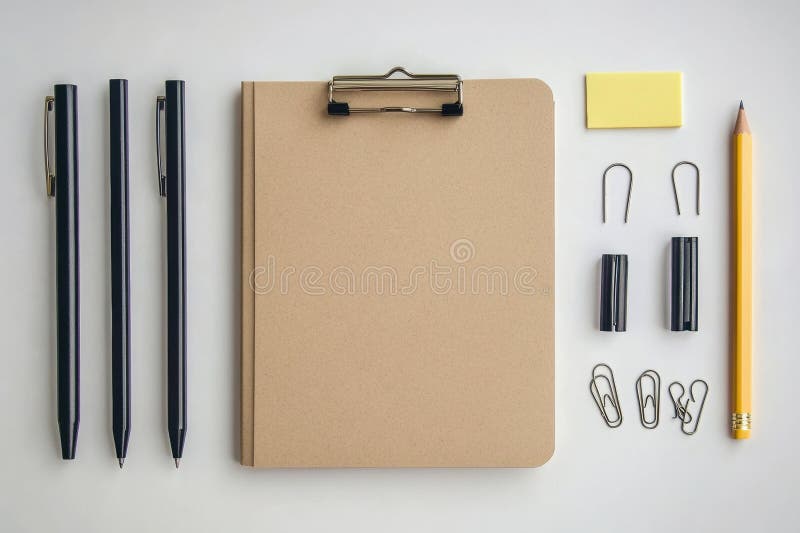 A Well-arranged Collection of Writing Tools, Clips, Sticky Notes, and a ...