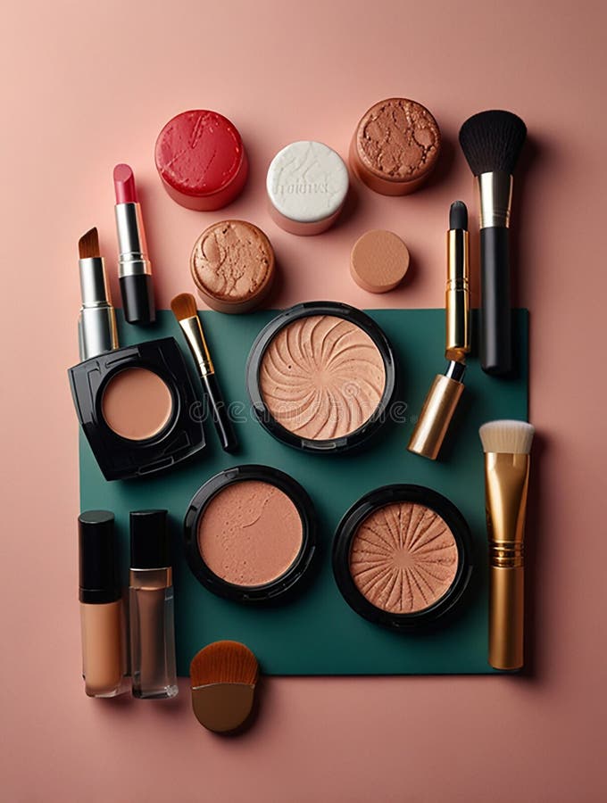 Flat Lay Perfection: Chic Cosmetics and Vibrant Colors Stock Image ...